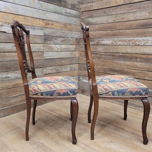 Two Antique Mahogany Carved Splat or Fiddle Back Bedroom Chairs Sprung ...