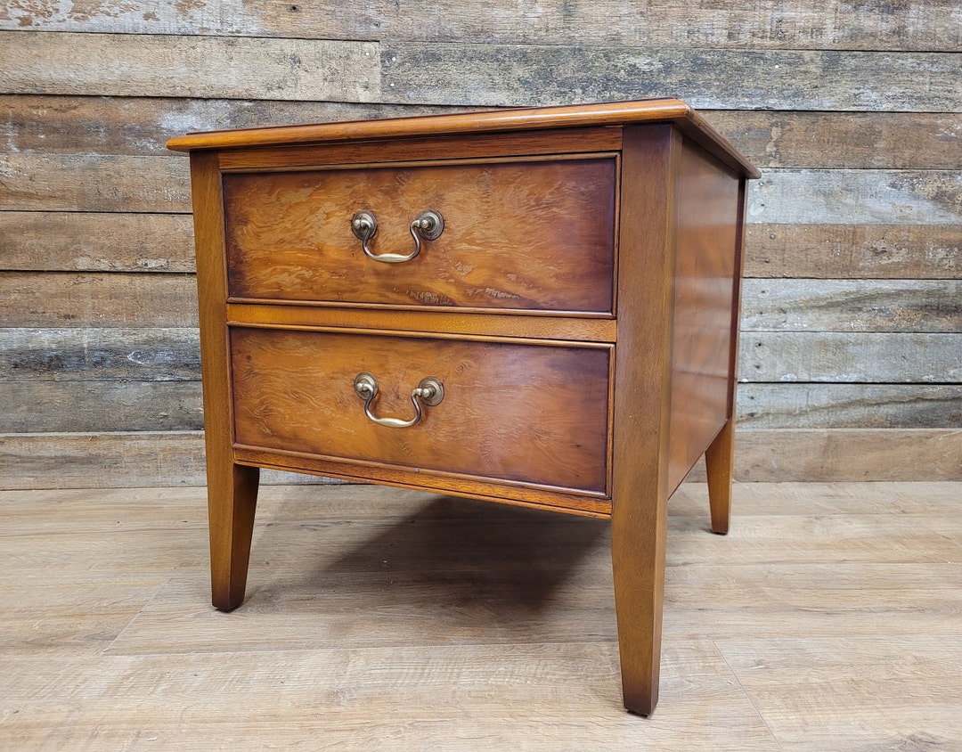 Vintage Two Drawer Walnut Side Table Bedside Chest of Drawers - Etsy