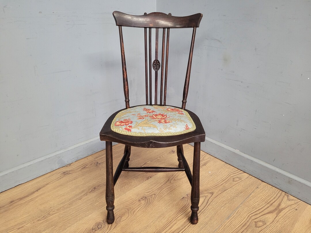 Antique Edwardian Petite Hall Bedroom Chair Spindle Back Padded Seat - Etsy