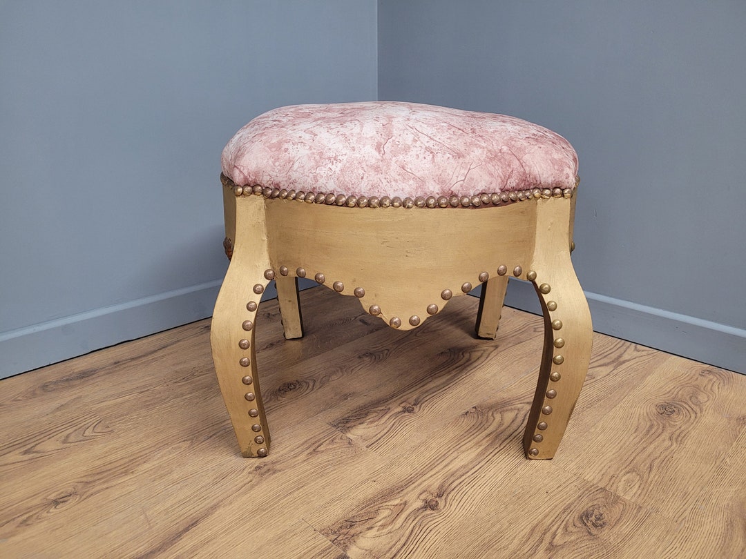 Vintage Very Large Country House Bohemian Footstool Boho Stool Gold ...