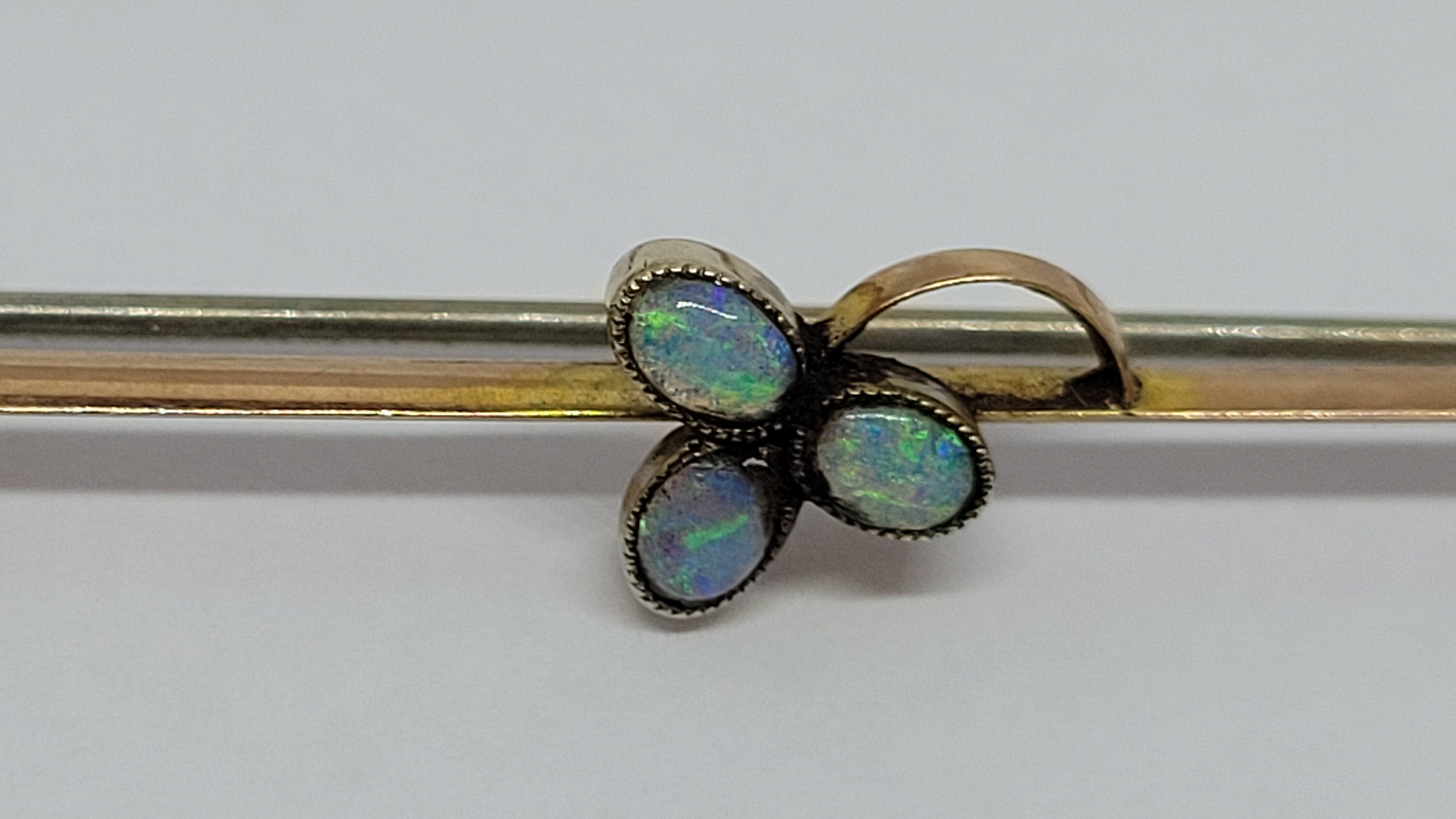 Vintage 9ct Gold Bar Brooch with Trefoil of Opals Fire Opals | Etsy
