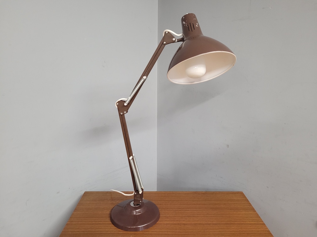 Vintage Brown Angle Desk Lamp Heavy Base Lighting Angled - Etsy UK
