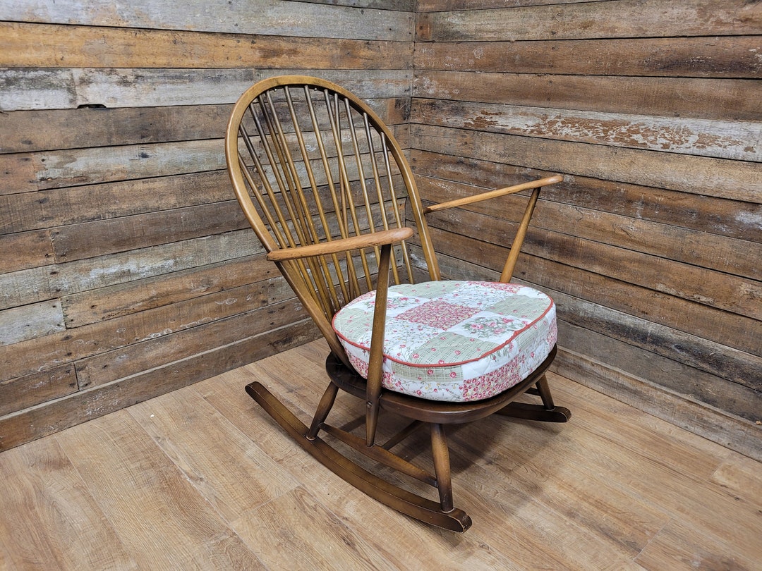 Mid Century Blue Label Ercol Windsor Original Poppers Rocking Chair ...