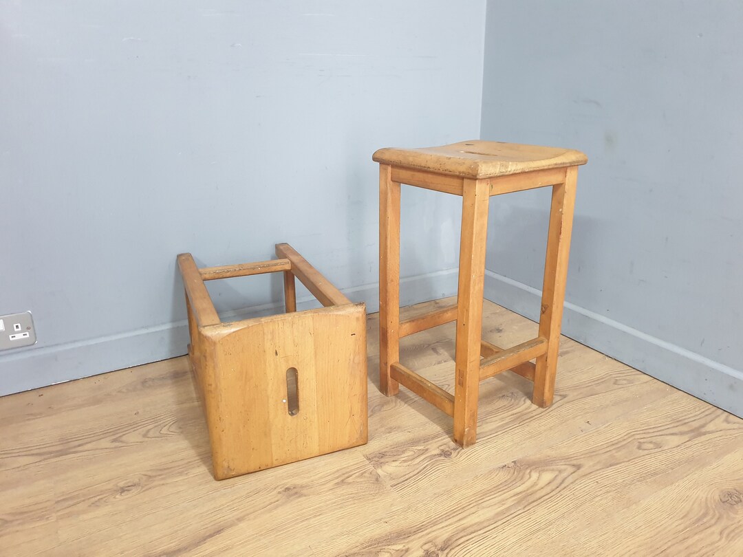 Pair of Vintage Old Blonde Wooden School Stool Lab Stool - Etsy UK