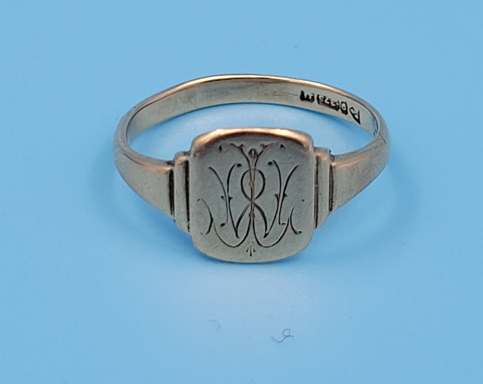 Vintage 9ct Gold Signet Ring Rare Chester Hallmark Size O 2.18g Dated ...