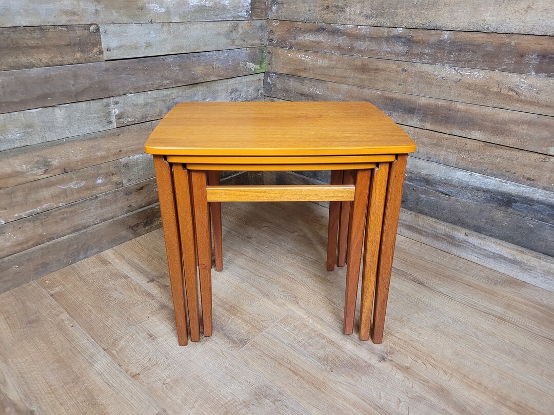 Mid Century Nested Teak Tapered Legged Nest of Tables Retro Chic - Etsy UK