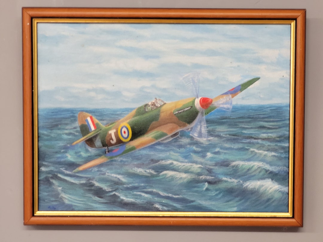 Vintage Framed Oil on Canvas Un-signed Painting of Spitfire - Etsy