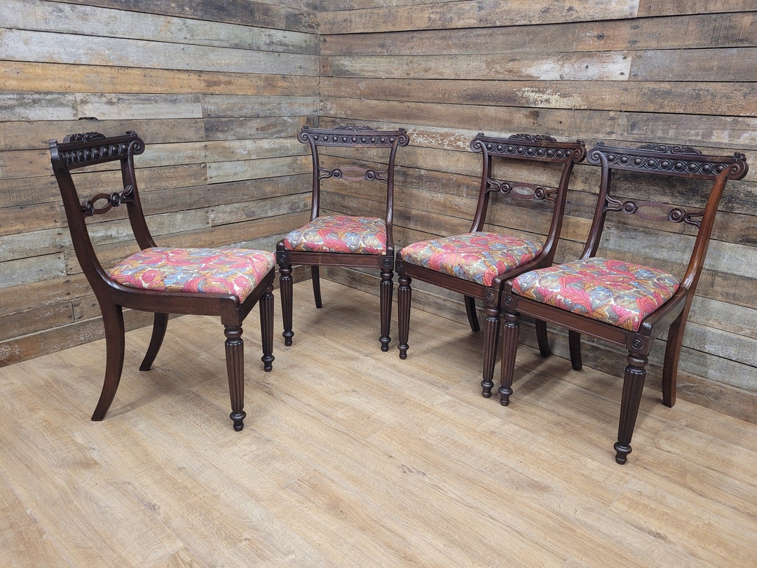 Four Antique Regency Mahogany Chairs William Morris Acanthus ...