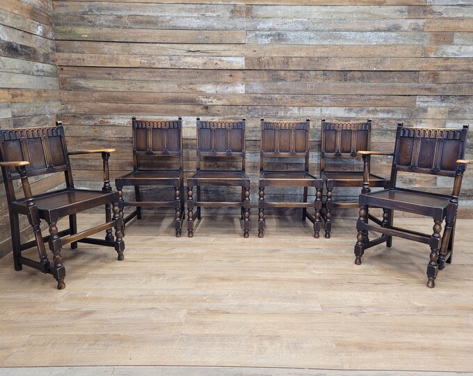 Six Rare Older Vintage Ercol Old Colonial Dining Chairs Including ...