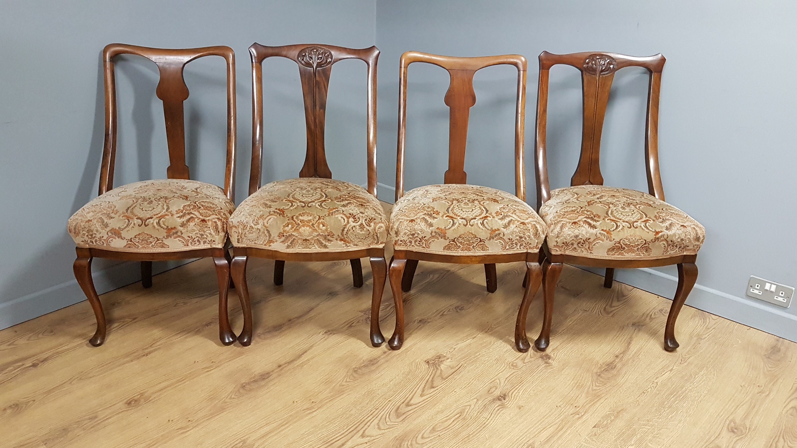 Four Early 20thc Walnut Dining Chairs Raised on Cabriole Legs. | Etsy UK