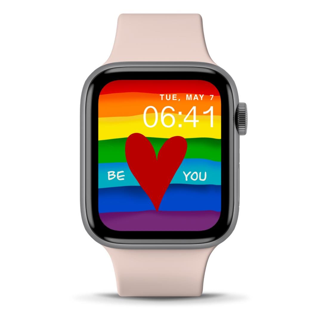 Rainbow Apple Watch Wallpaper, Pride LGBTQ Smartwatch Background, Red ...
