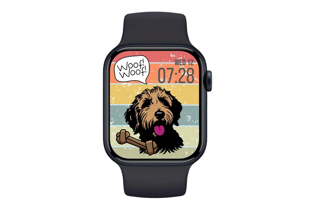 Cute Goldendoodle Watch Wallpaper, Minimalist Puppy Dog Smartwatch ...