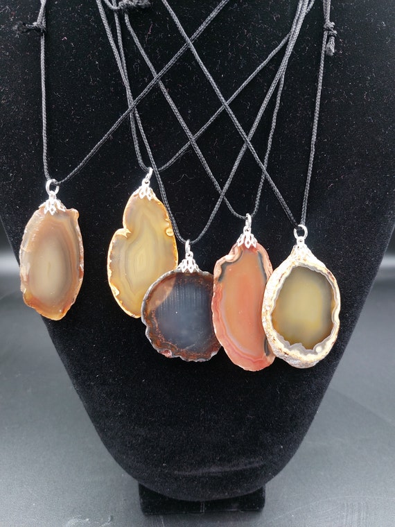 Natural Agate Handmade Pendant Necklace Healing Stone Gift Idea Protection Etsy UK