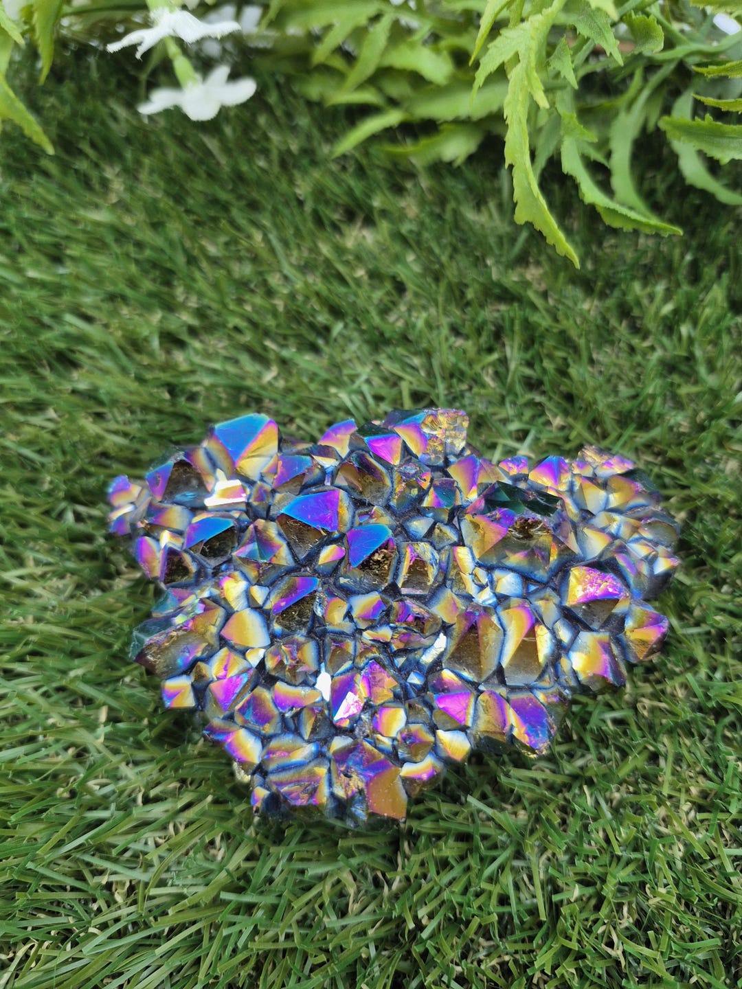 Aura Titanium Amethyst Cluster - Colourful Rough Mineral Specimen - Etsy