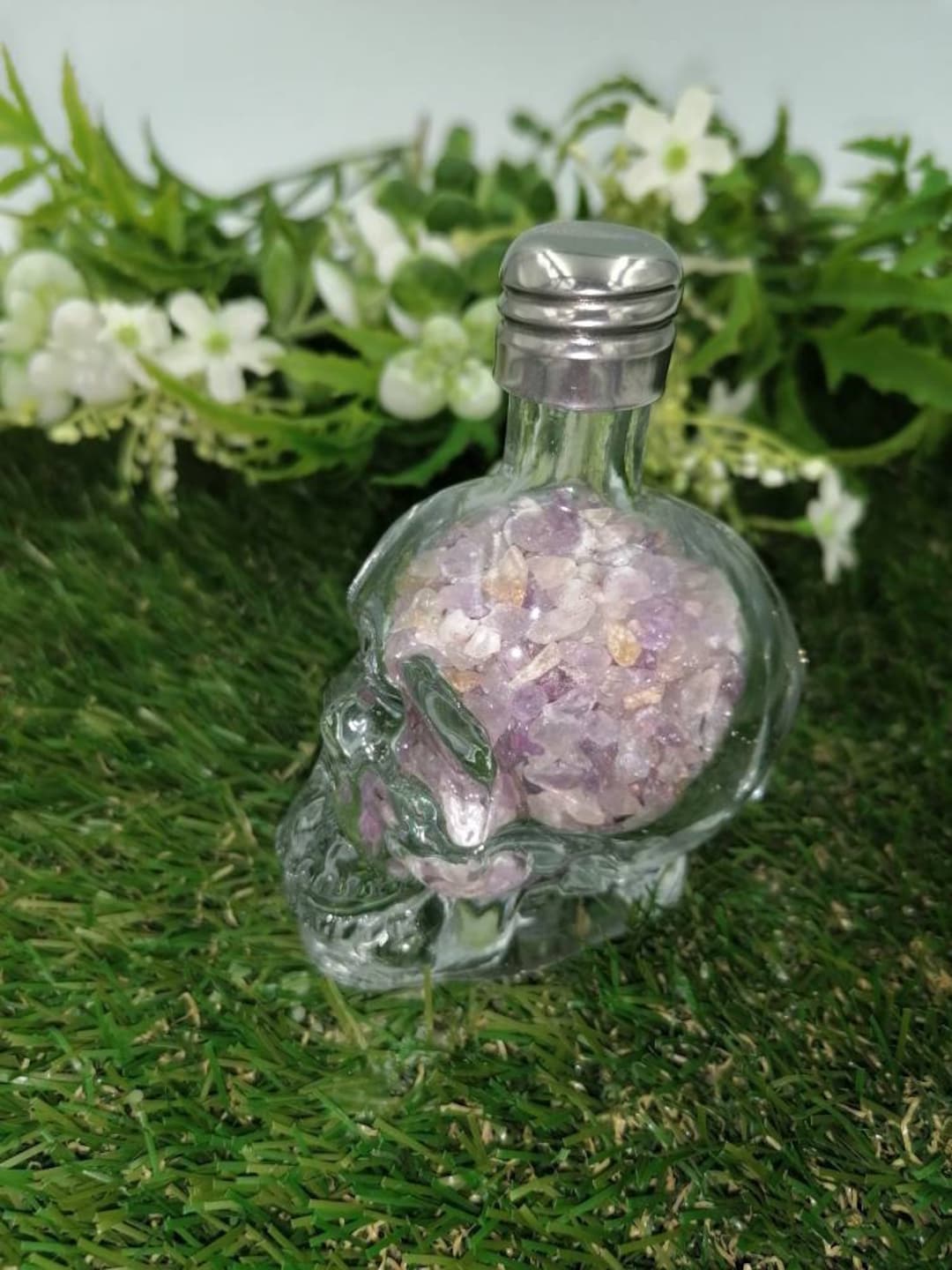 Amethyst Crystal Wishing Bottle: Skeleton Bottle, Healing Stone - Etsy