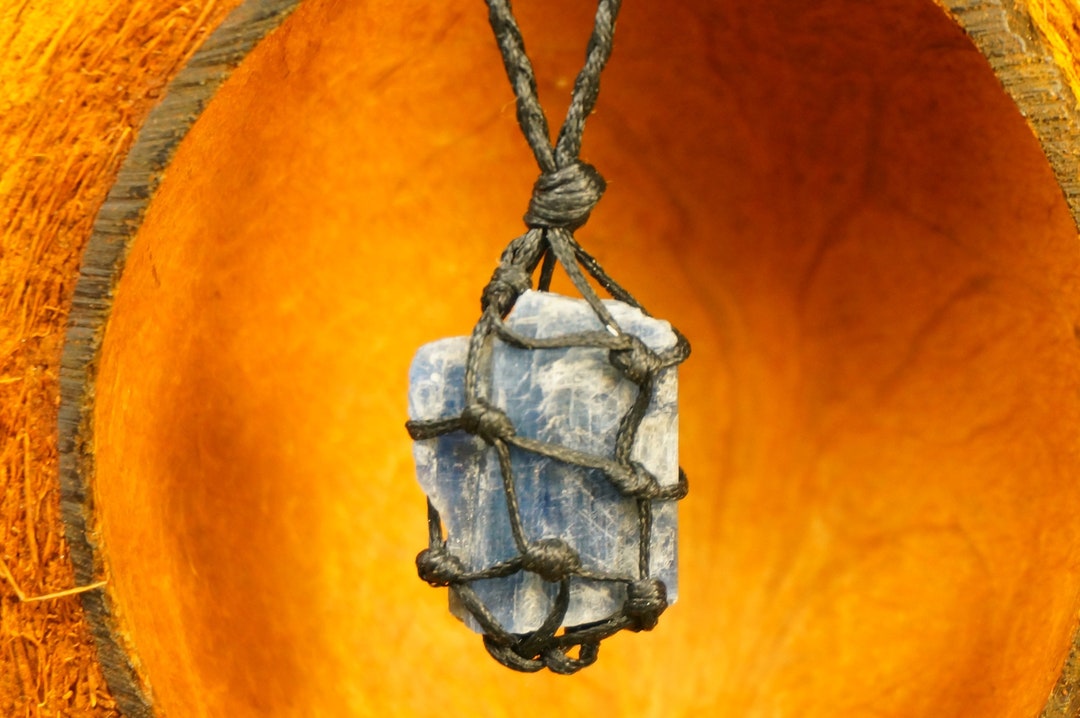 Kyanite Rough Mineral Stone Brazilian Crystal Healing Makrame Wrapped ...