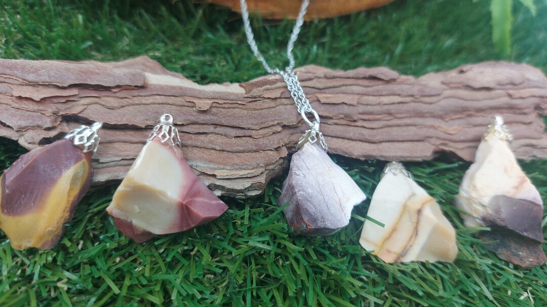 Natural Red Mocaite Jasper Sterling Steel Necklace Healing Crystal ...