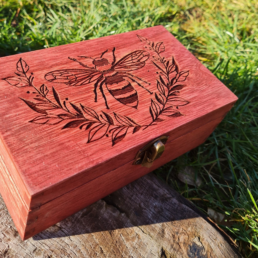 Bee Wreath Wooden Box, RPG, Dice Box, Keepsake Box, Moon Phases, Memory ...
