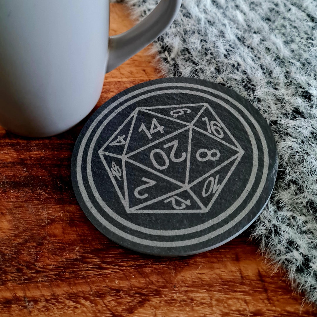 D20 Coaster, Dice, RPG, Decor, Slate Coaster, Home Dining, Geek Decor ...