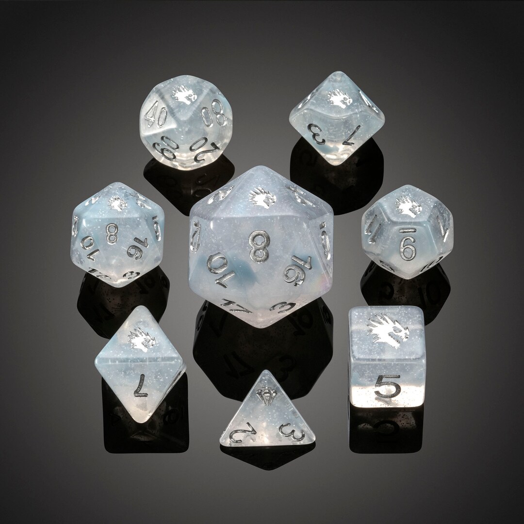 Dice Arctic Dragon Set, Dungeons and Dragons, Pathfinder, D20, Geek ...