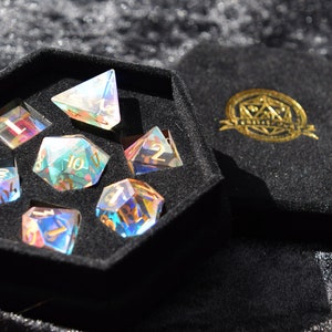 Rainbow Crystal Dice Full Set in Case Dungeons and Dragons - Etsy
