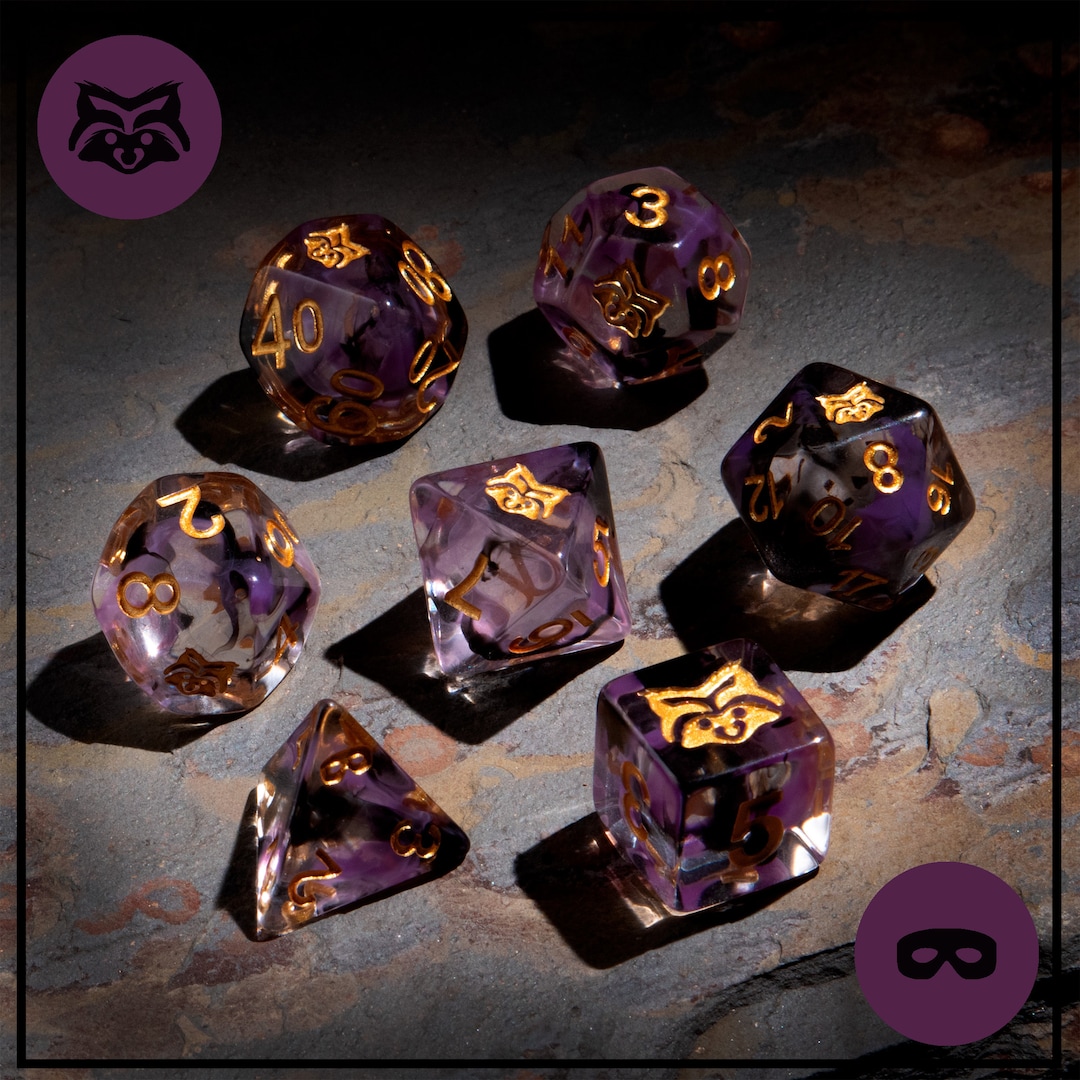Dice RPG Set of 7 'spirit Of' Raccoon Dice , Dungeons and Dragons ...
