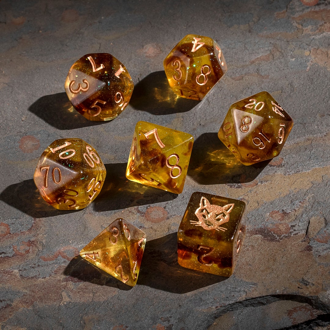 Cat Dice RPG Set of 7 'spirit Of' the Dark - Etsy