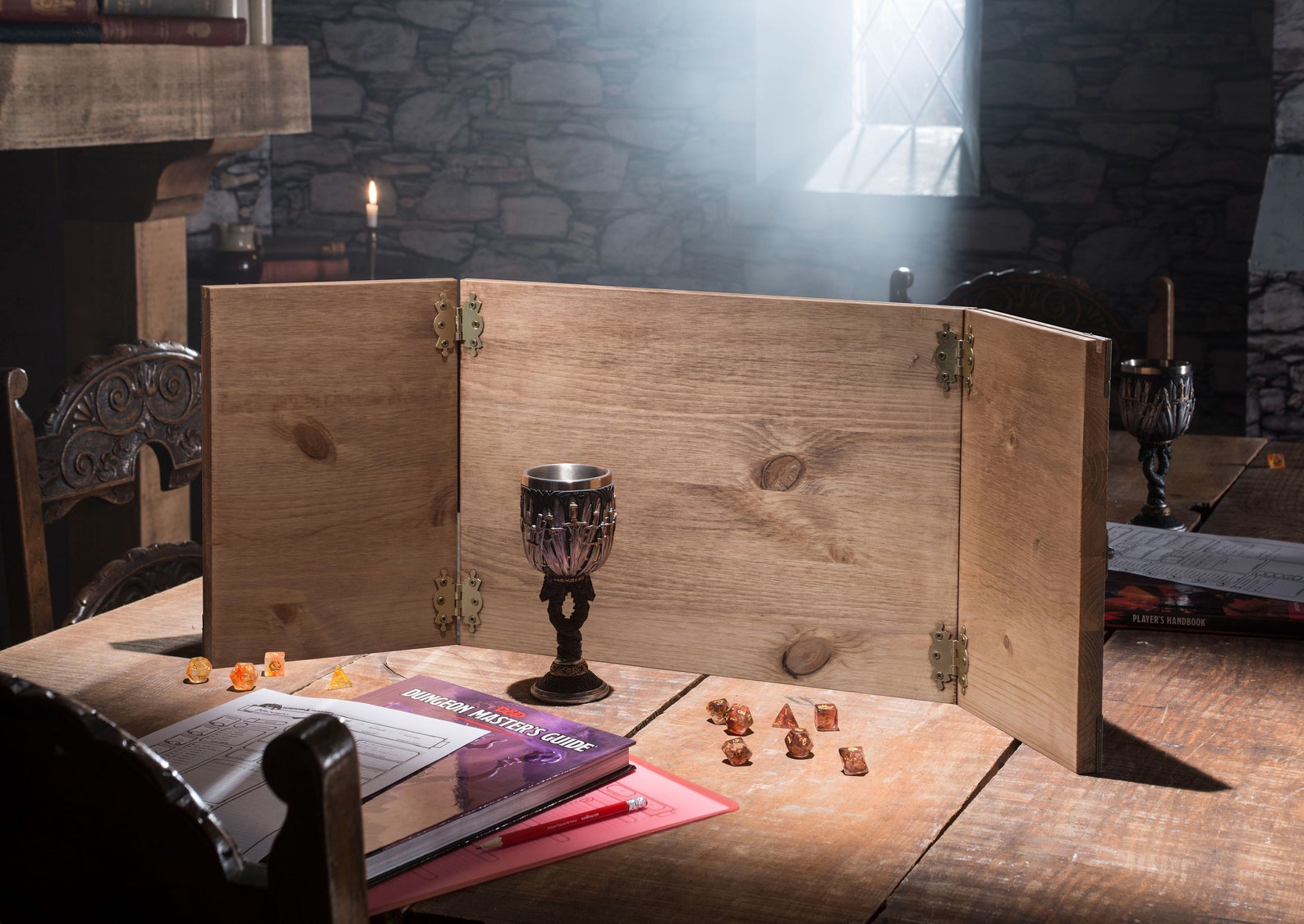 Wooden Dungeon Master Screen With Built in Tracker and Tokens - Etsy