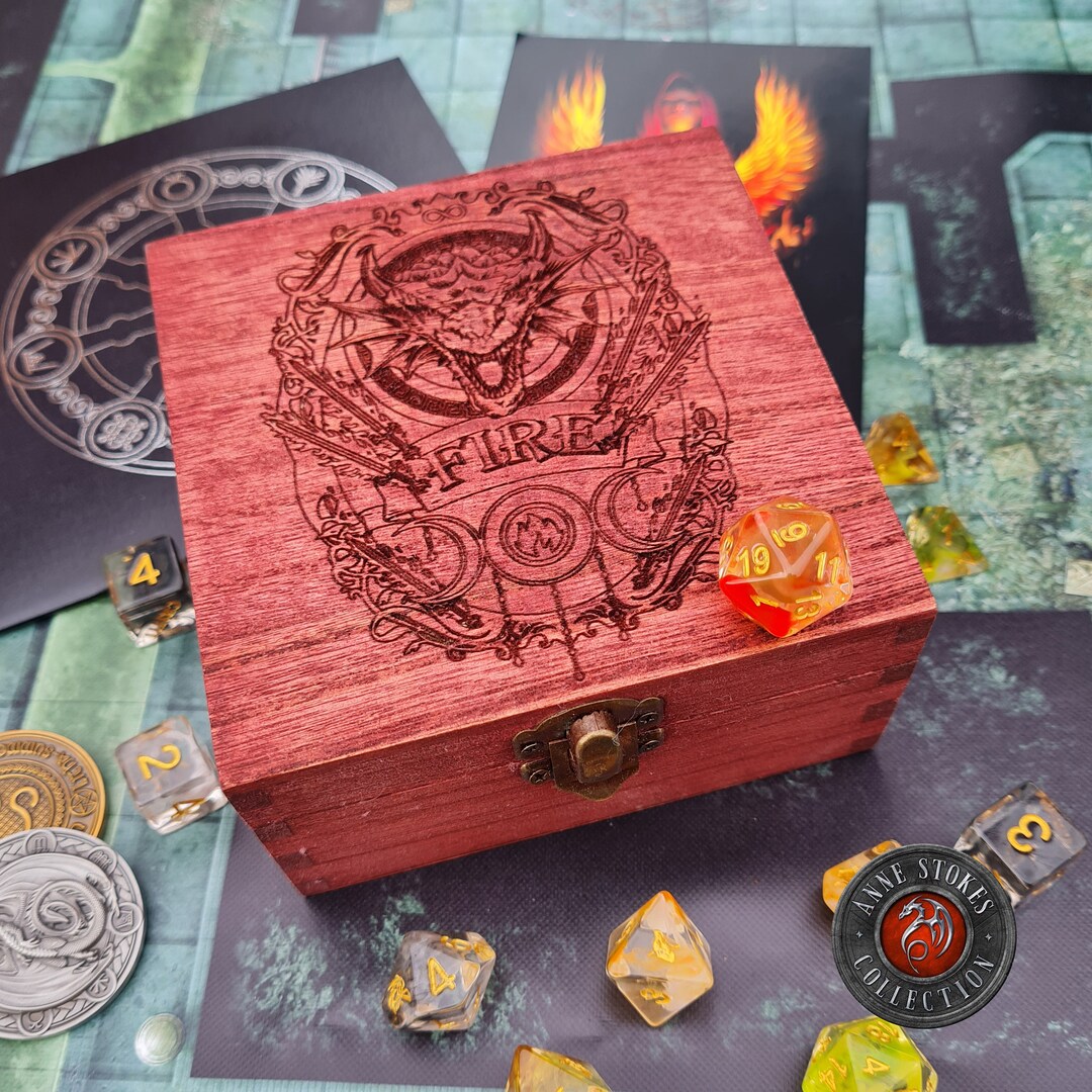 Elemental Fire Wooden Dice Box Licensed Anne Stokes Product - Etsy