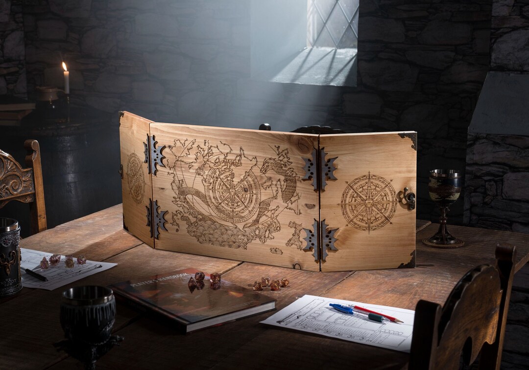 Dungeon Master Screen , Wooden Compass Dragon for Dungeons and Dragons ...