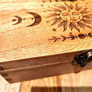 Celestial Sun Rectangular Box, RPG, Dice Box, Keepsake Box, Moon Phases ...