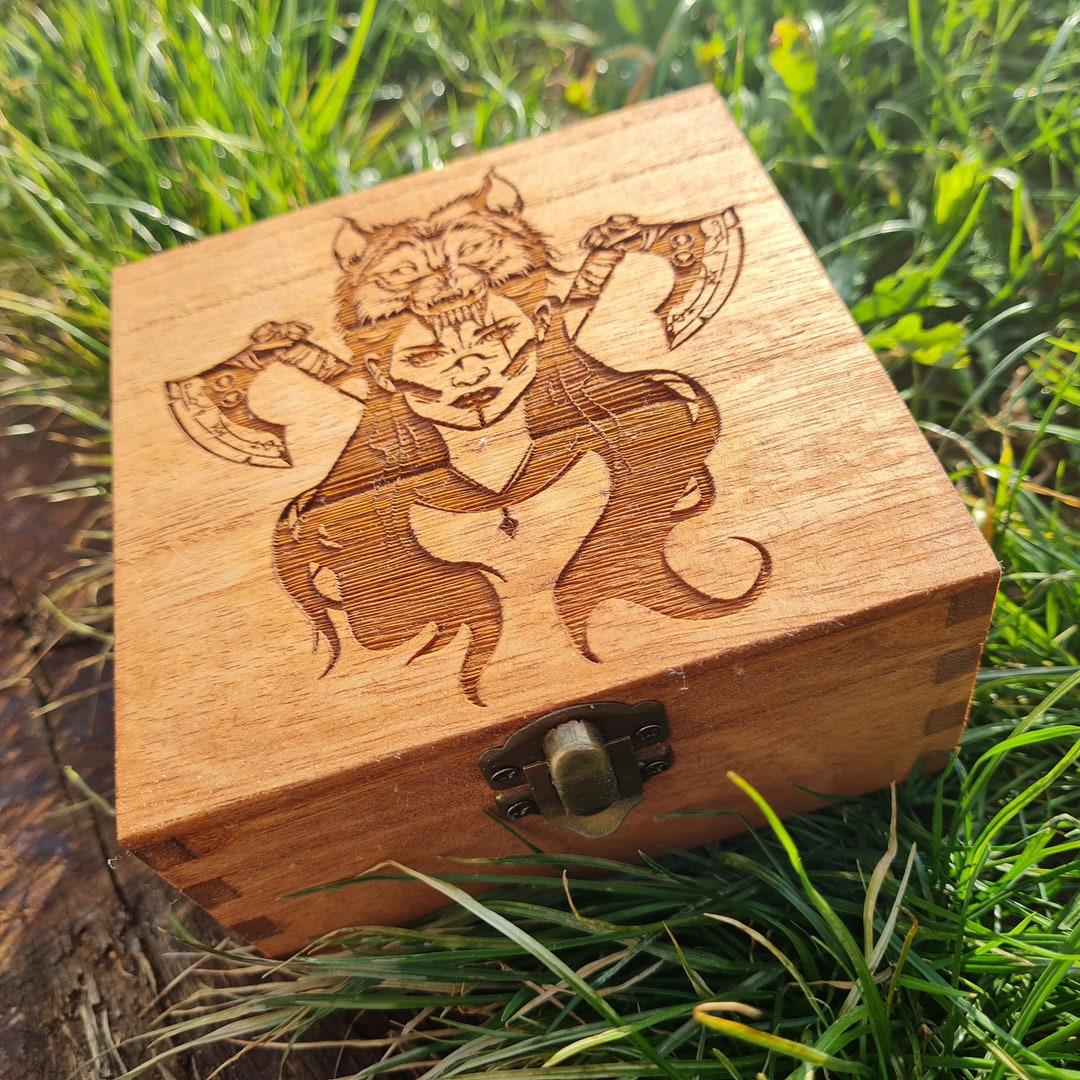 Viking Lady, Wolf, Storage Box, Wooden Box , RPG, Dice Box, Keepsake ...