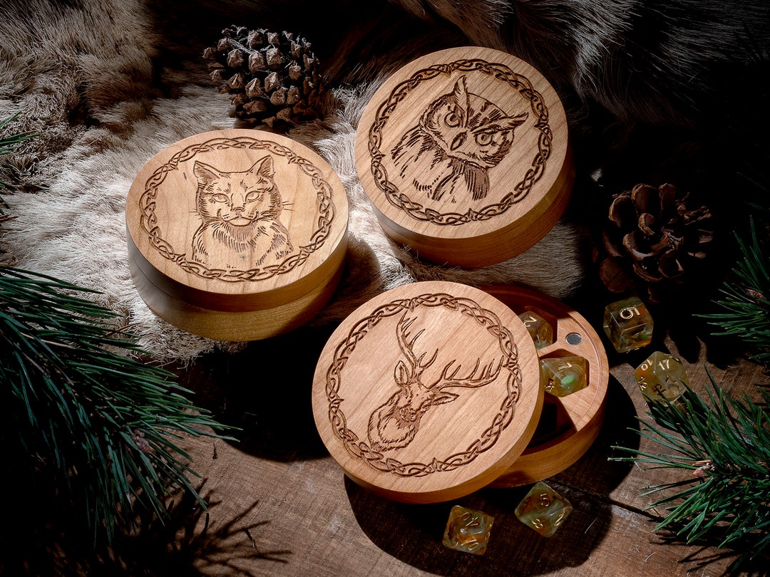 Hardwood Animal Dice Box, D20 Dice Box, Gamer Gift, Table Top Games ...