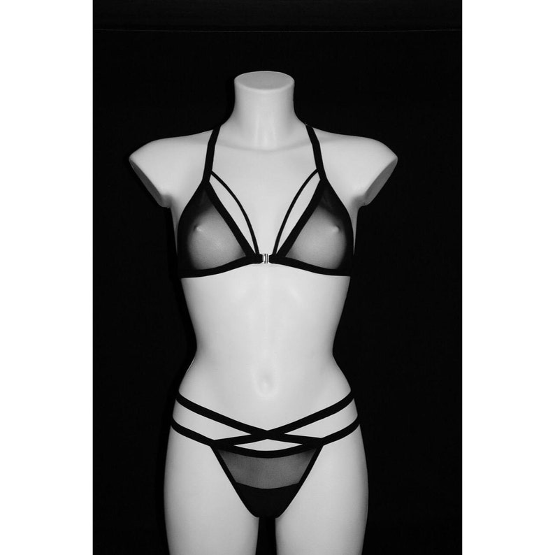 Set Magnifique Sexy Mesh Lingerie Set Black Mesh Lingerie Etsy