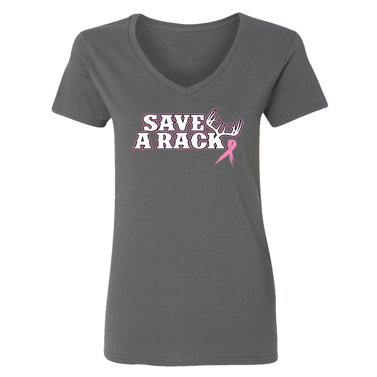 Save A Rack Pink Ribbon Breast Cancer Awareness Support V neck | Etsy
