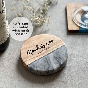Personalised Marble & Acacia Coaster Inc Gift Box | 40th and 50th ...