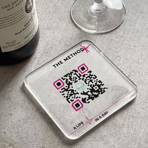 Your Own QR Code & Logo Printed Acrylic Coaster, Wedding Logo, Company ...