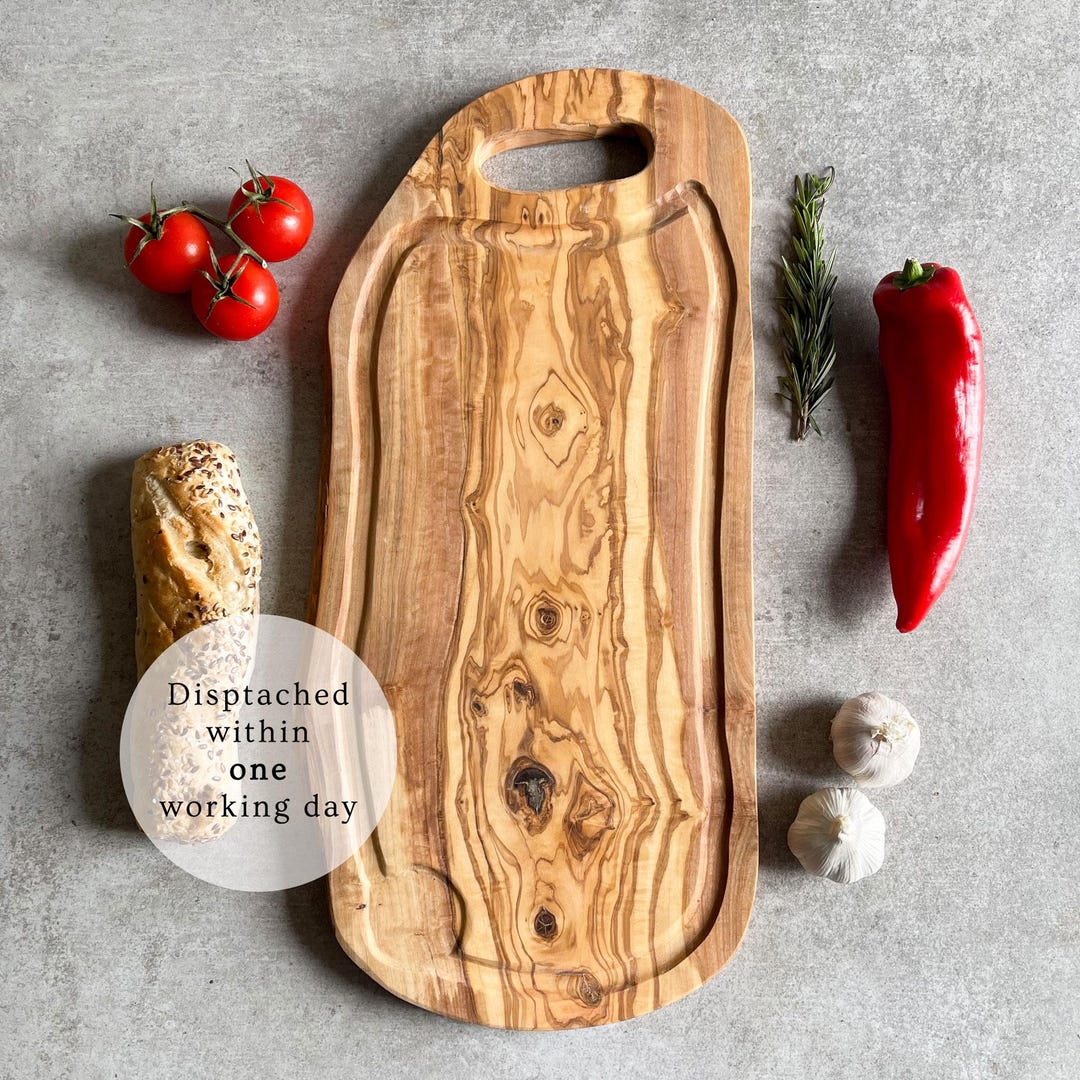 Large Rustic Wooden Olive Wood Chopping Board | Cutting, Carving ...
