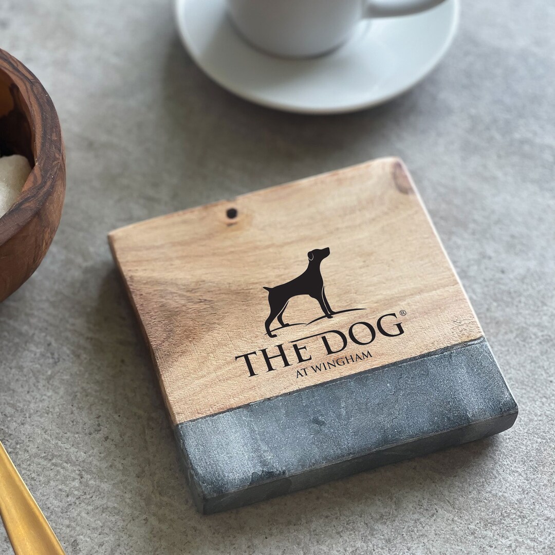 Your Branded Logo Marble & Wood Coaster Coffee Wine Tea Branding ...