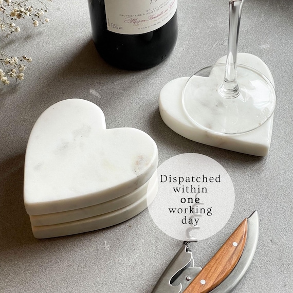 Set of Marble Heart Drinks Coasters White Natural Marble Valentines Gift Whisky Tea Coffee Wine Heart Gift Etsy UK