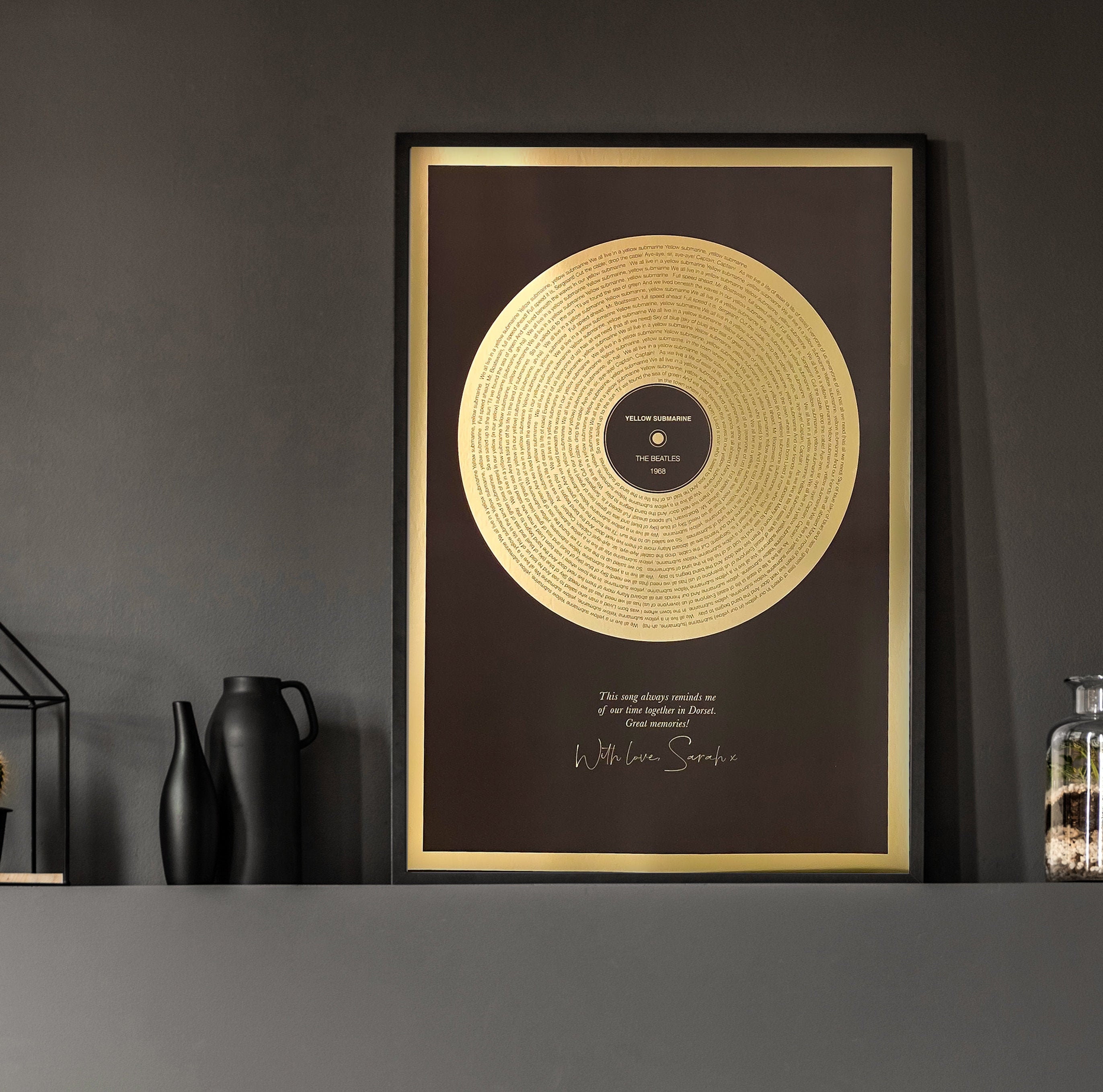 Personalised Gold Metallic Record Print Wedding Song Song | Etsy