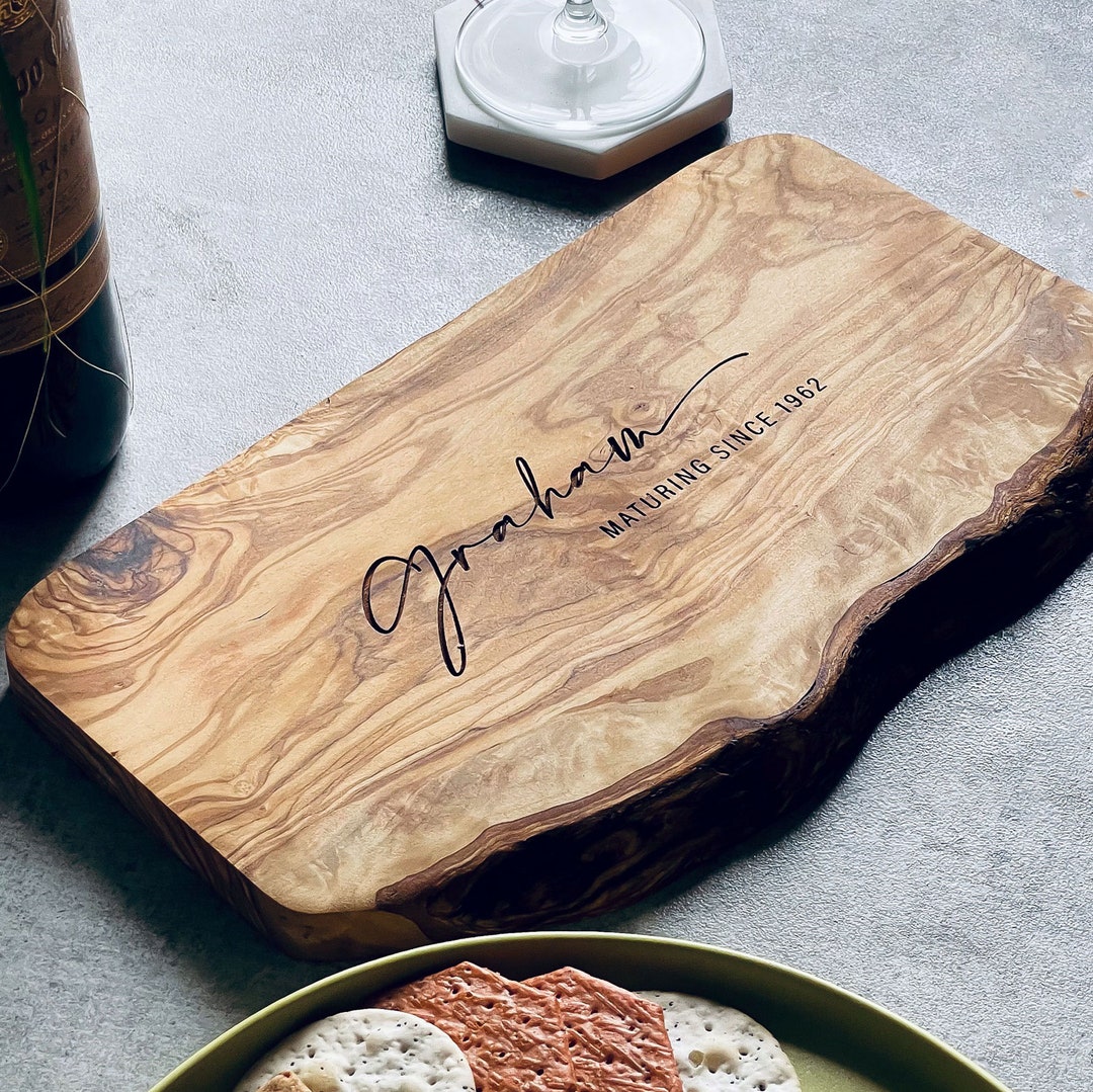 Personalised Rustic Olive Wood Cutting Board Personalised Cheeseboard ...