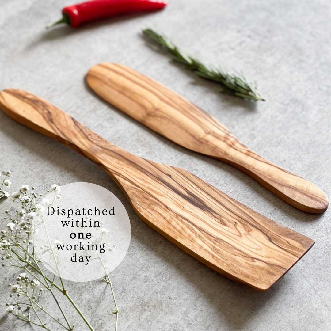 Olive Wood Spatula Set | Pancake | Omelette Spatula | Crepe Spatula ...