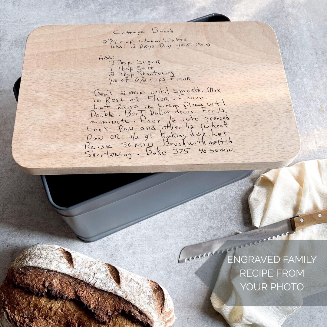 Personalised Handwritten Family Bread Recipe Bread Storage Bin ...