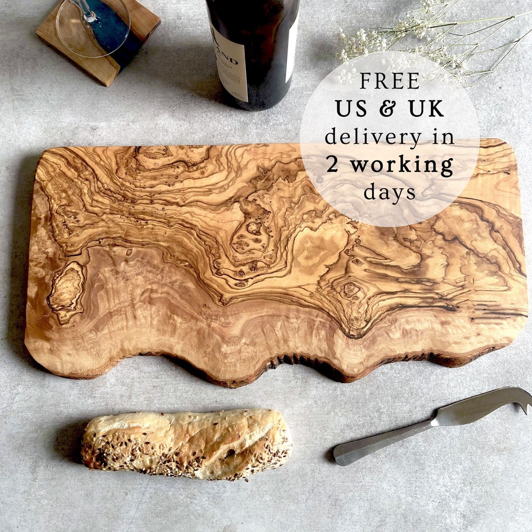 Large Rustic Olive Wood Charcuterie, Serving, Food Presentation Board ...
