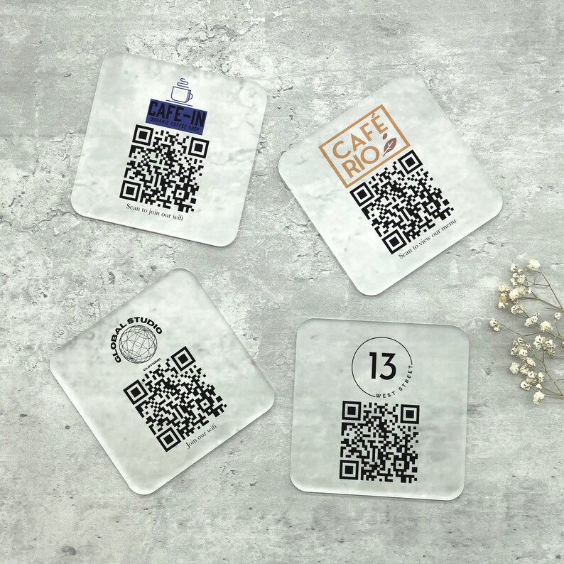 Your Own QR Code & Logo Printed Acrylic Coaster Wedding Logo - Etsy