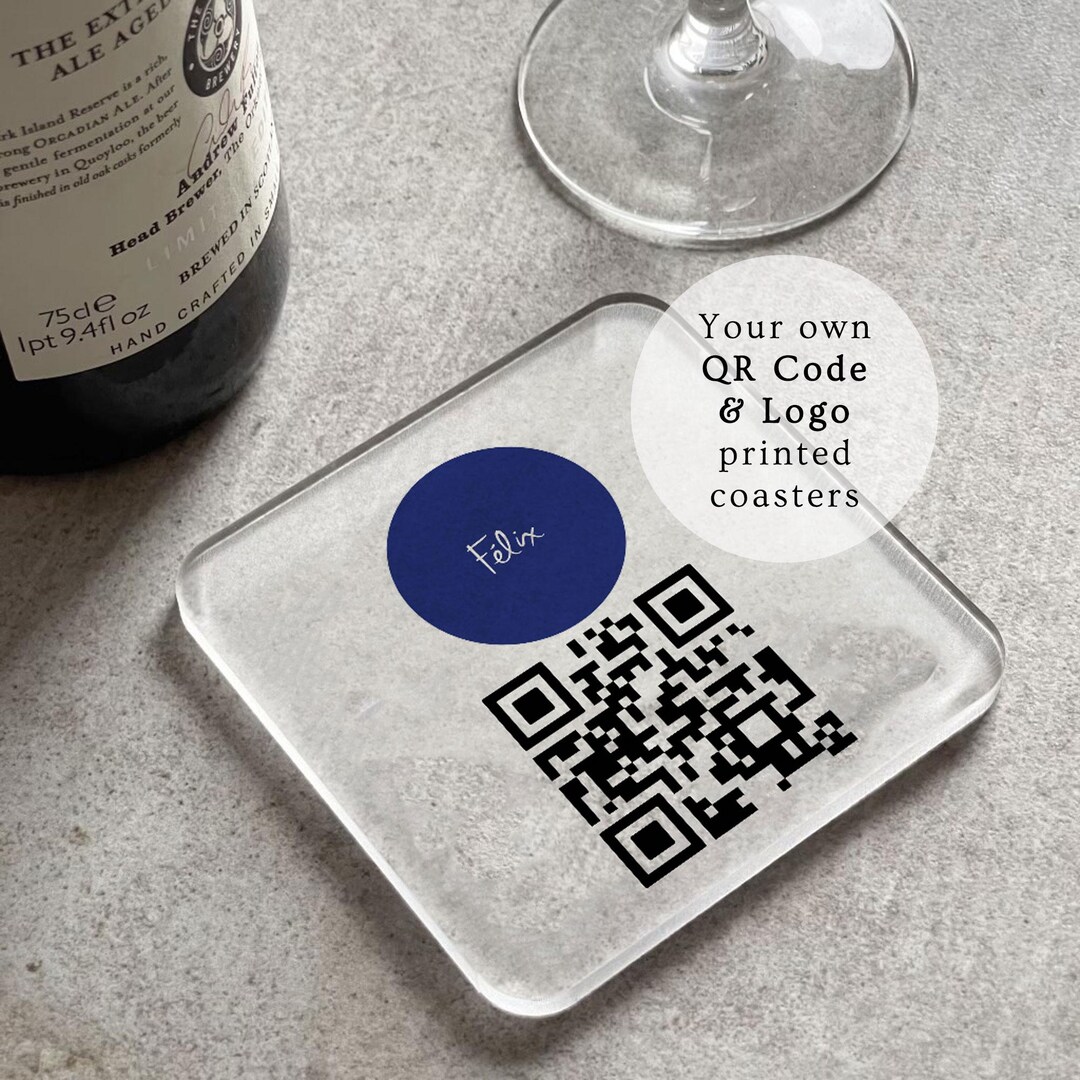 Your Own QR Code & Logo Printed Acrylic Coaster, Wedding Logo, Company ...