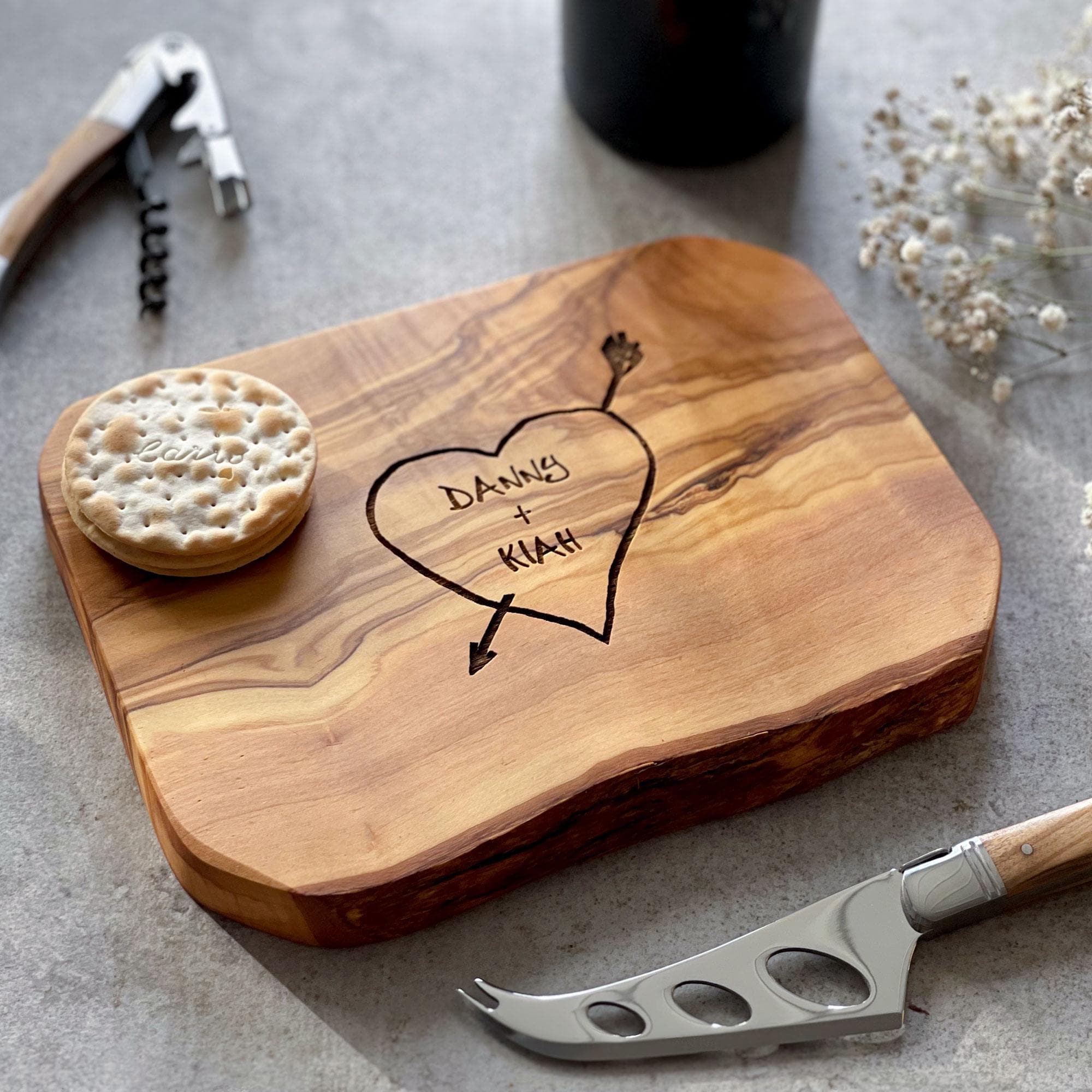 Personalized Carved Heart Cheese Board | Personalized Cheeseboard ...