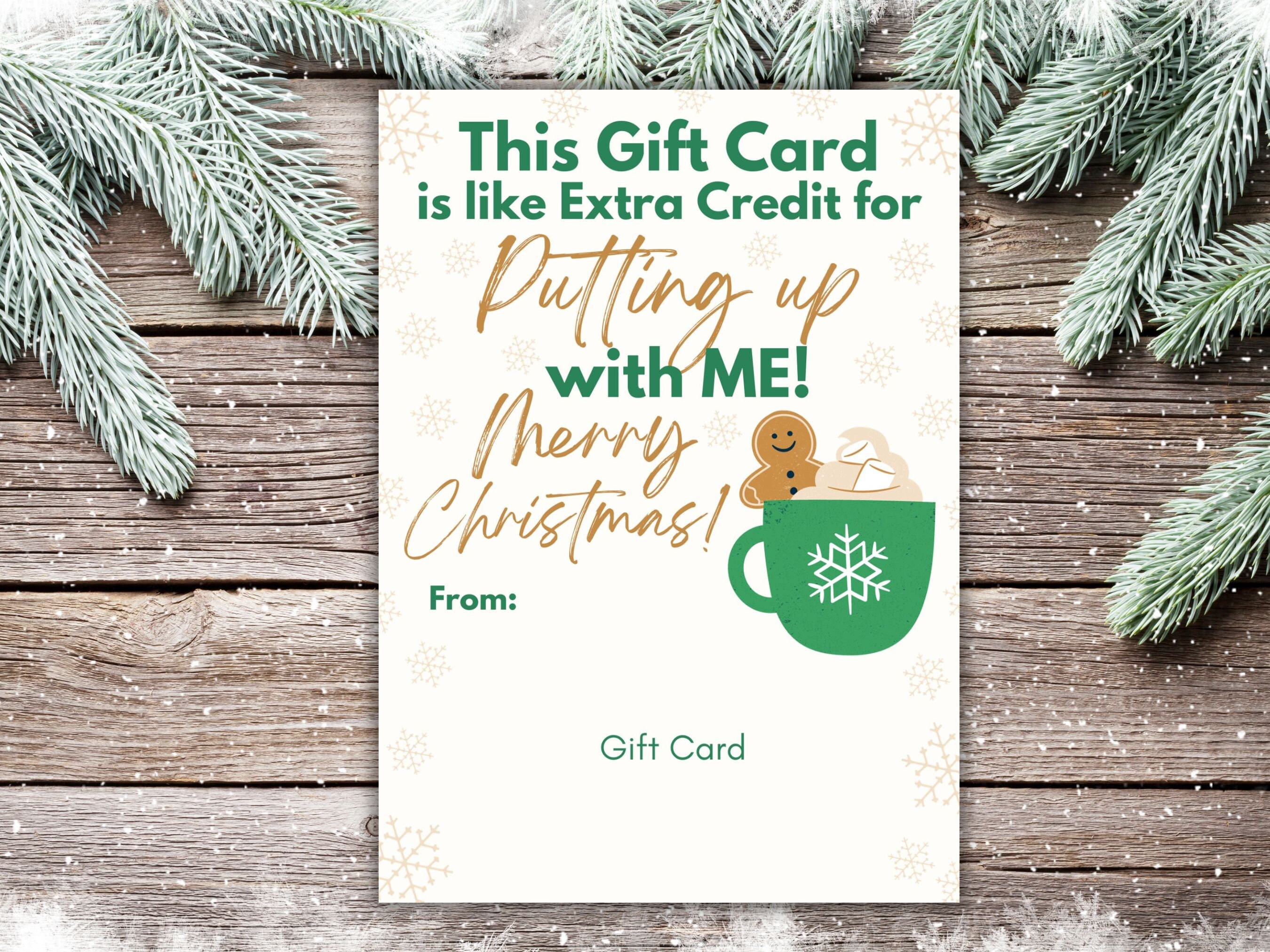 Printable Teacher Christmas Gift Card Holder, Christmas Teacher ...