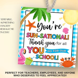 Beach Towel Appreciation Tag Printable Teacher Appreciation Gift Tags ...